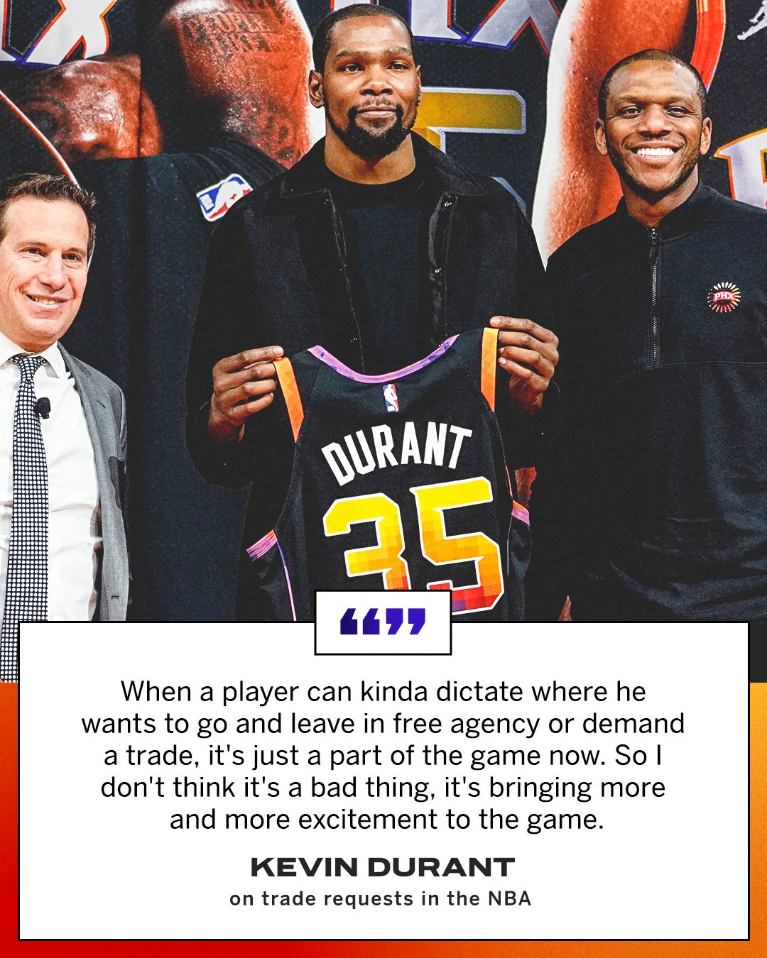 ESPN on Twitter: "KD believes trade requests are bringing "more excitement" to the NBA. https ...