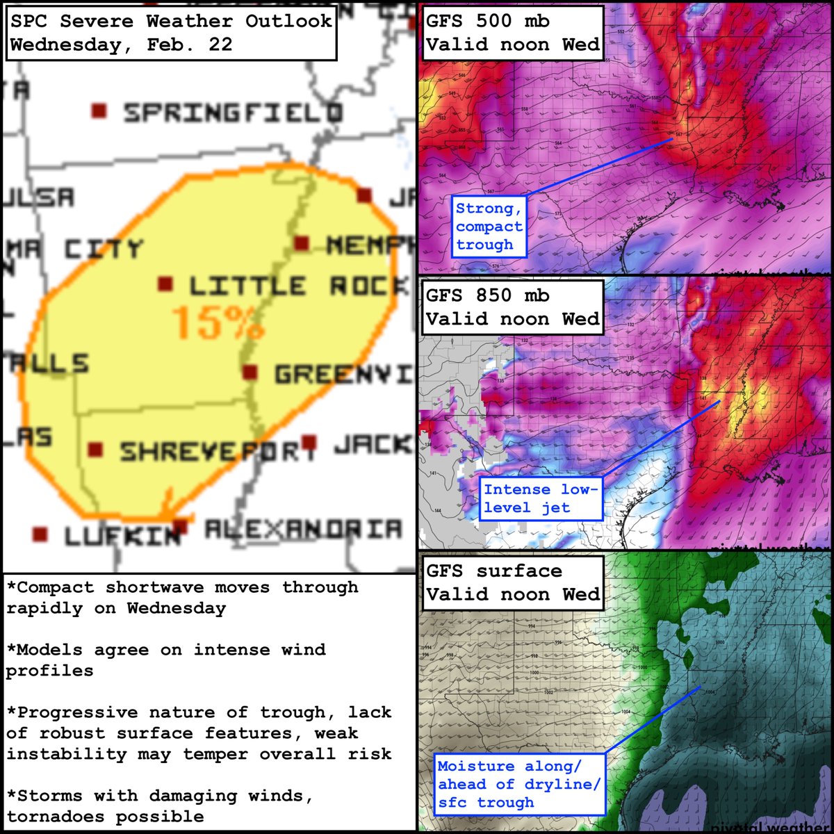 Convective Chronicles on Twitter: "SPC maintains slight risk for Wed (2-22) with some spatial ...