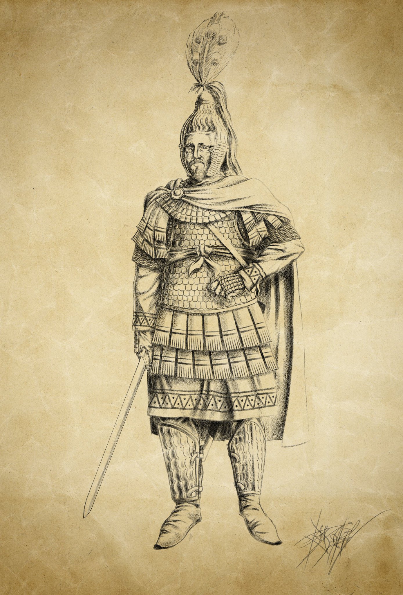 Roman Soldier Drawing Step Step