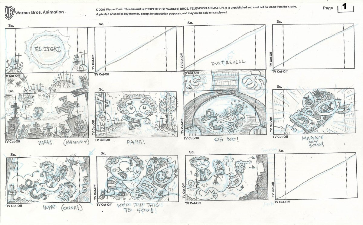 「my first ever thumbnails for an animation test 」Jorge R. Gutierrezの漫画