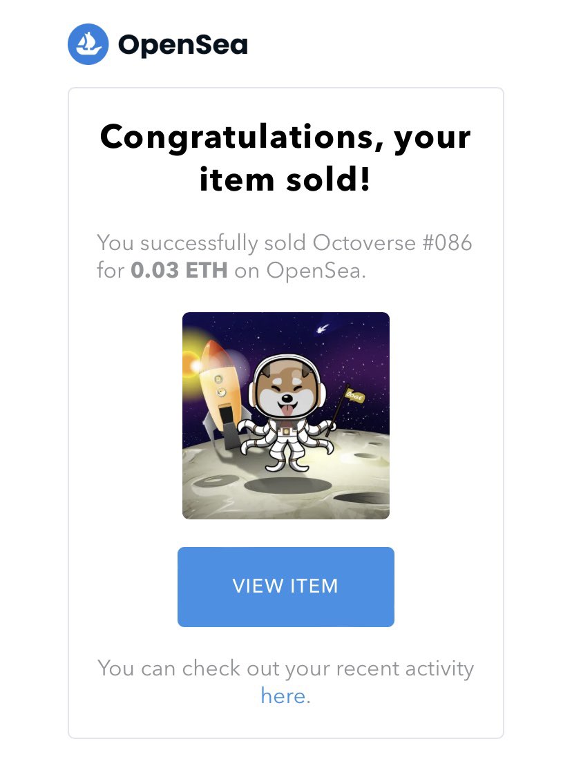 Octoverse ID | NFT on Twitter: "‼️FINALLY SOLD‼️ I got a warm message from opensea in the ...