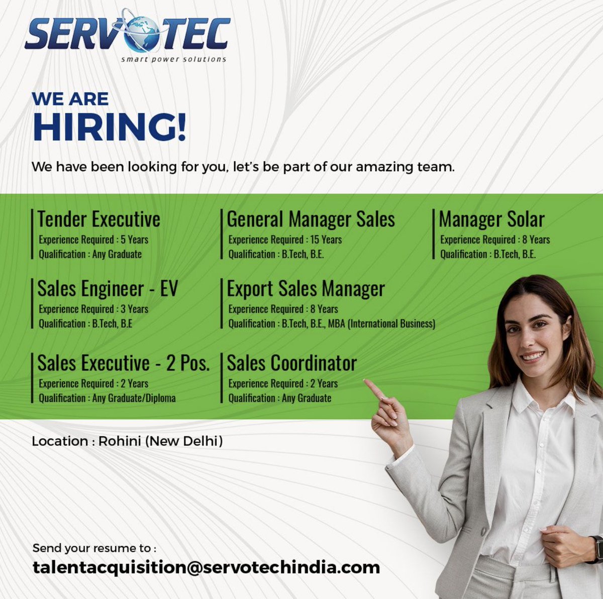 Raman Bhatia on Twitter: "Servotech is expanding their sales network PAN India and searching ...