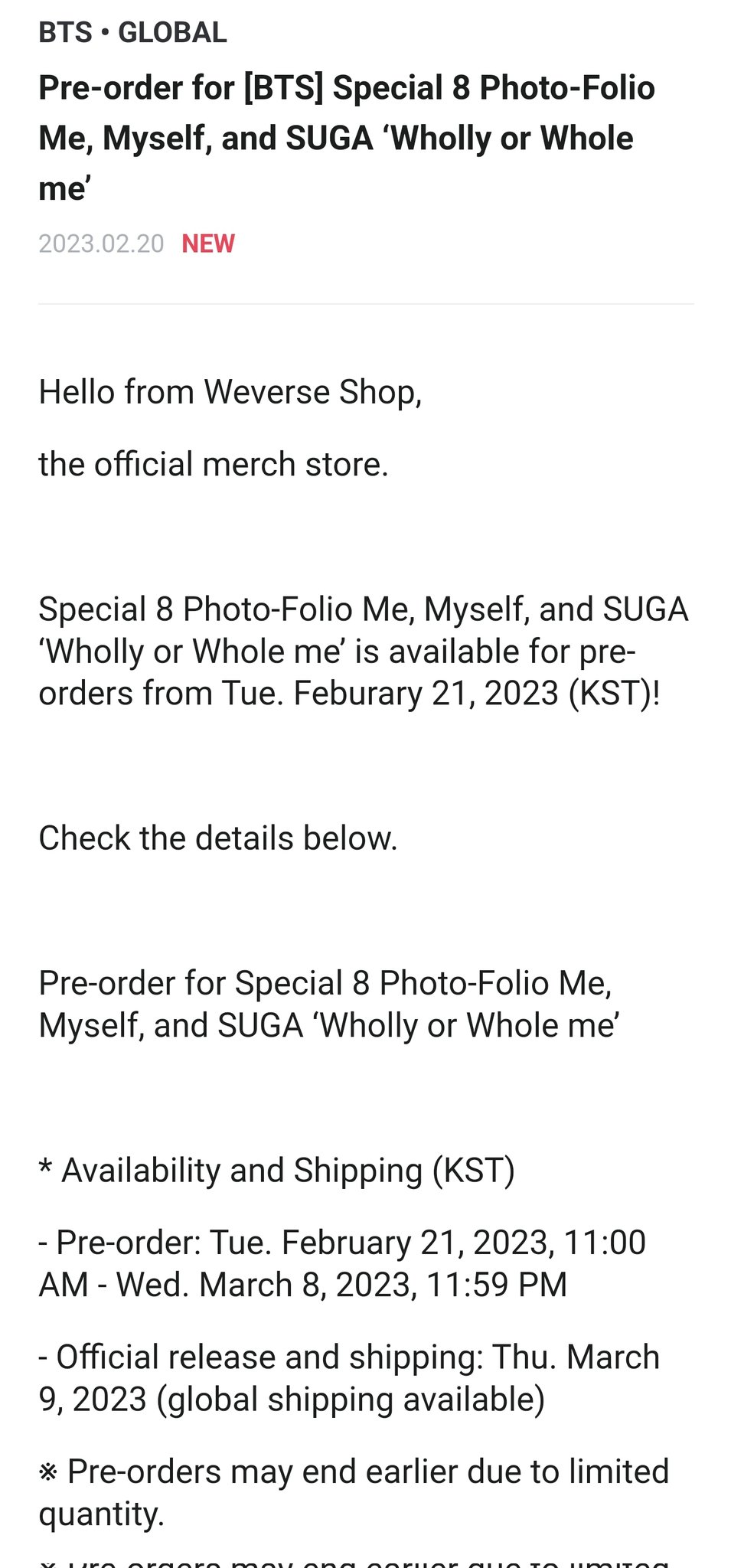 🥢BTS Merch⁷ 🔍⍤⃝🔎 on Twitter: "Me, Myself, and SUGA ‘Wholly or Whole me’ Special 8 Photo-Folio ...