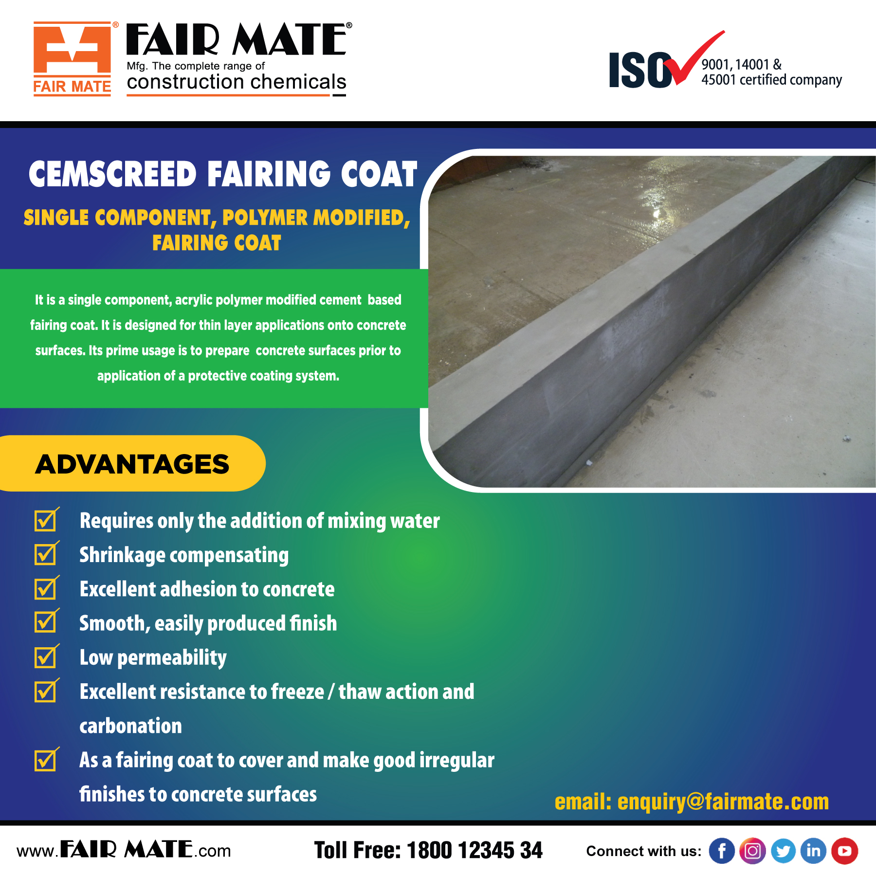 Fairmate Construction Chemicals on Twitter: "CEMSCREED FAIRING COAT is a single component ...