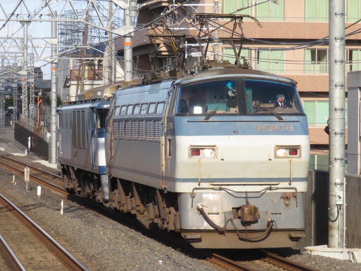 えぬやま on Twitter: "2/20 JR貨物EF66形EF66 118+EF64形EF64 1020 臨8865レ 吹貨東行 本日は··· 稲沢→吹田貨物(東)間の8865レに｢牛乳 ...