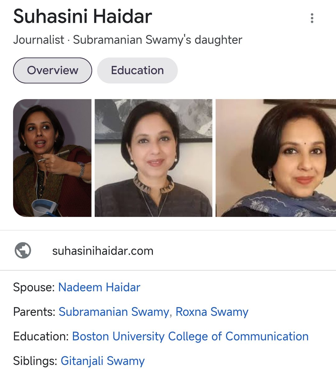 So The Hindu's Suhasini Haidar is actually Subramanian Swamy's daughter. - Thread from Eddie Du ...