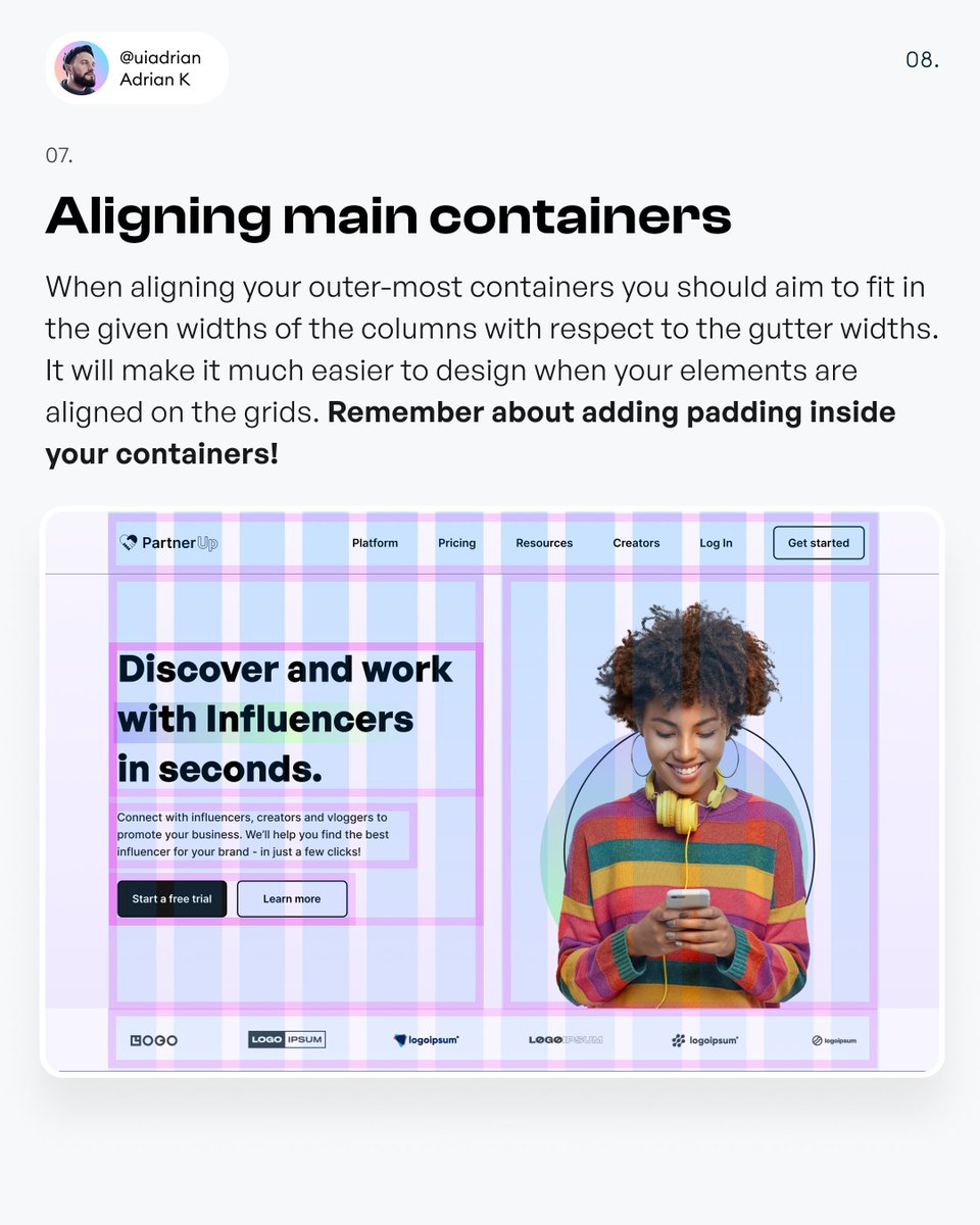 How to set up your layout grids - المسلسل من UI Adrian @uiuxadrian - رتبها