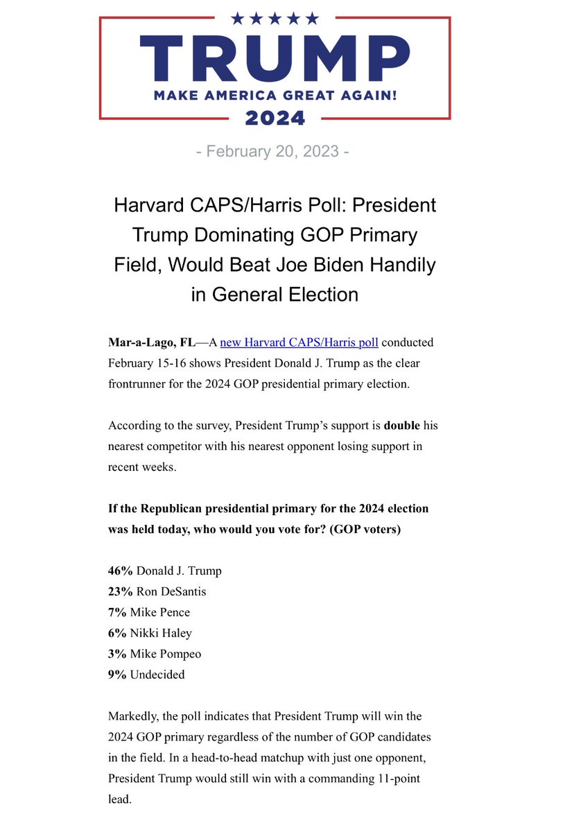 Liz Harrington on Twitter: "Harvard CAPS/Harris Poll: President Trump Dominating GOP Primary ...