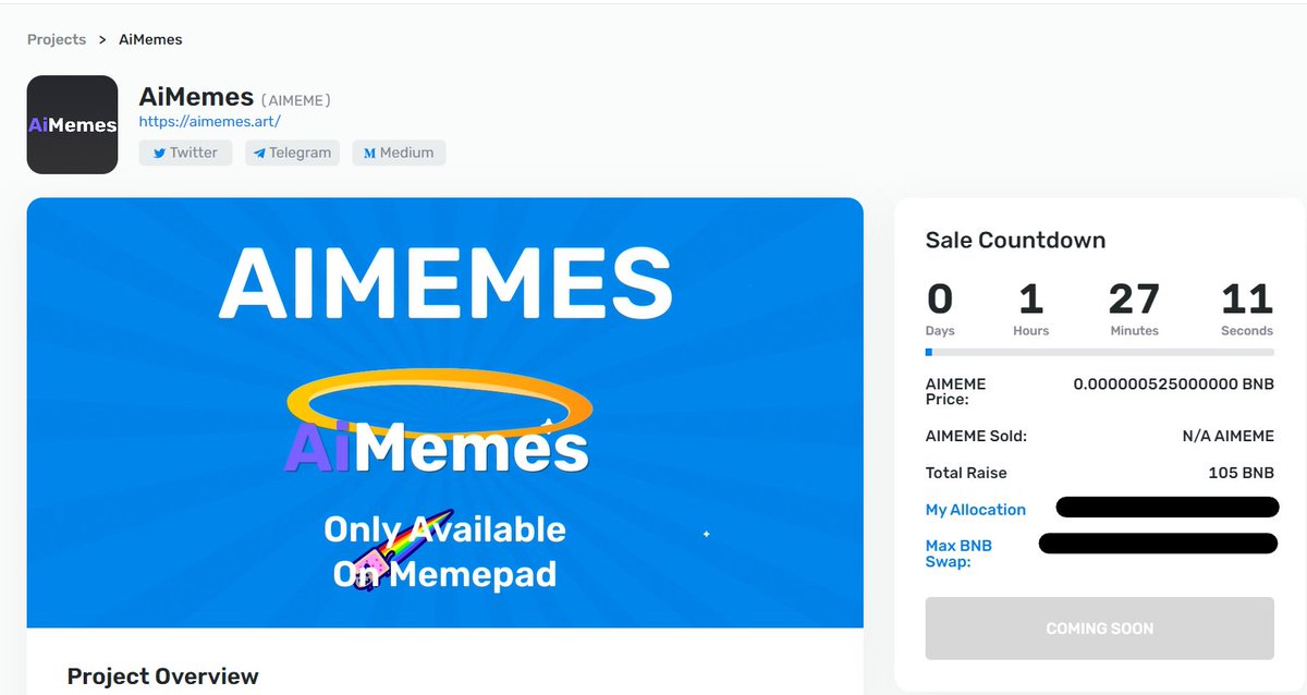 MemePad on Twitter: "RT @xx_defi: $AIMEME この後2時にローンチ 超少額アロケ分で楽しみますw @MemePadLaunch"