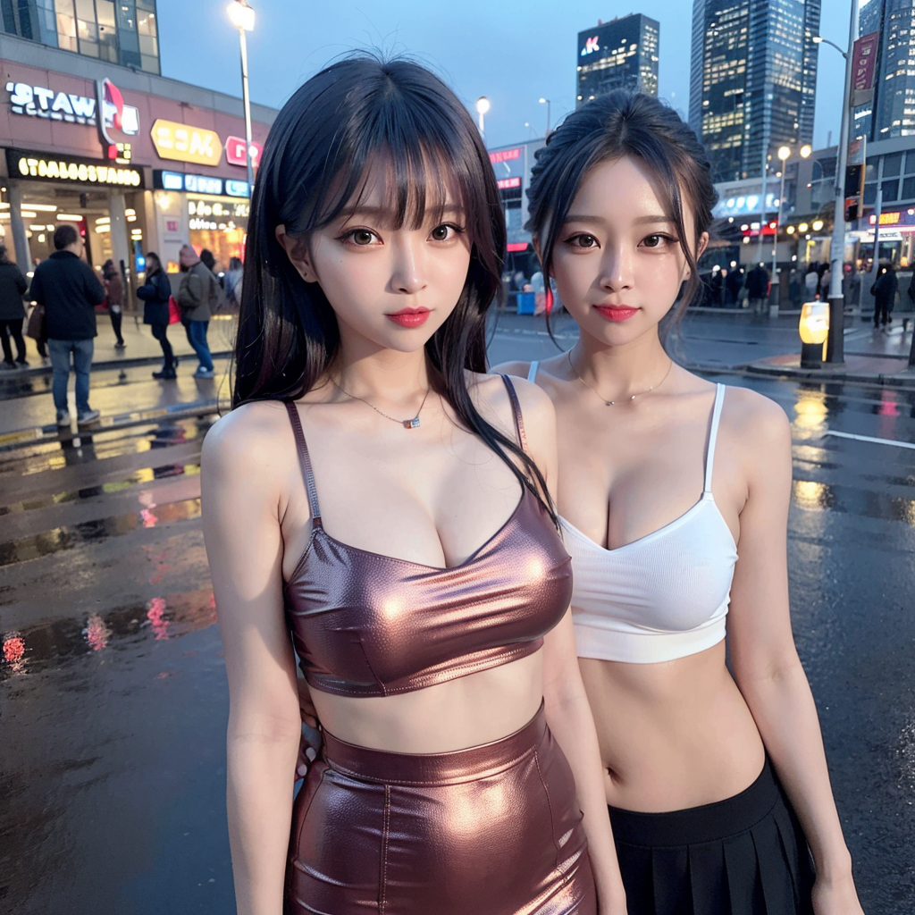 Night walk in the city street. Photo generated by Stable Diffusion. #AIArt #AIイラスト ...