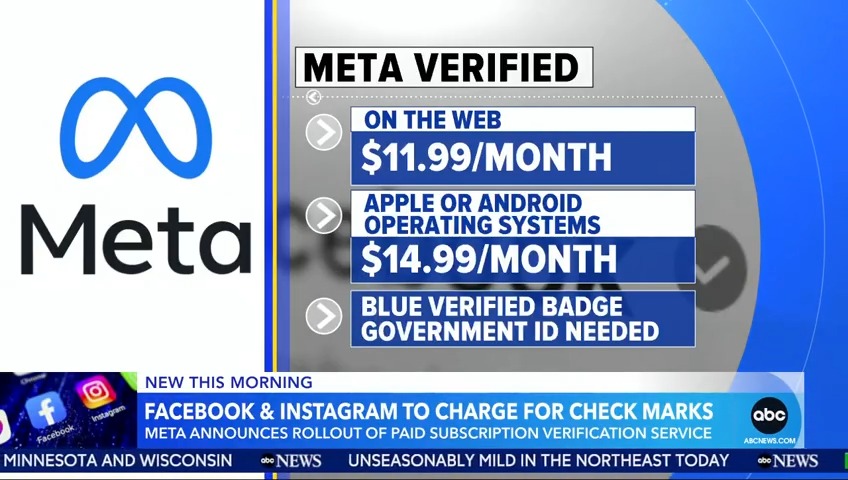 Meta announces rollout of paid subscription verification service ...