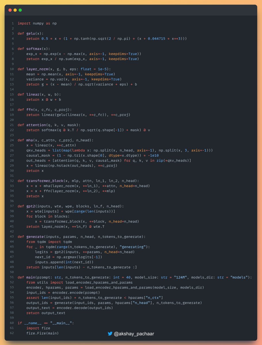 Gpt Implemented Using Numpy In Like 60 Lines Of Code 🔥 Let Me Break It