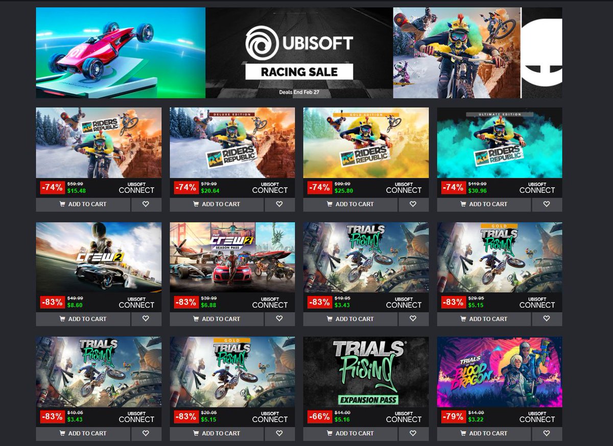 (PCDD) Ubisoft Racing Games Sale via Green Man Gaming. https://t.co ...