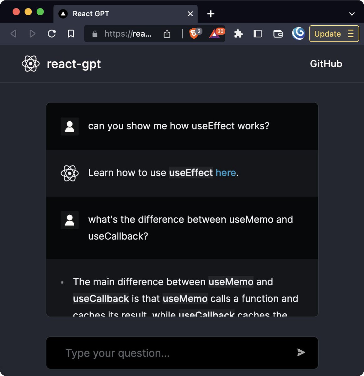 langchain on Twitter: "RT @peterpme: Last night I built https://react-gpt.fly.dev, a POC ChatGPT ...