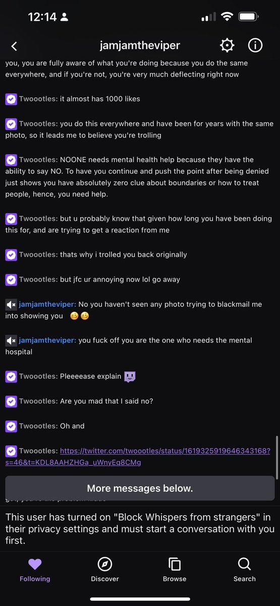 twoootles ︎ on Twitter: "JamJam has returned today and then blocked me when I threatened to ...