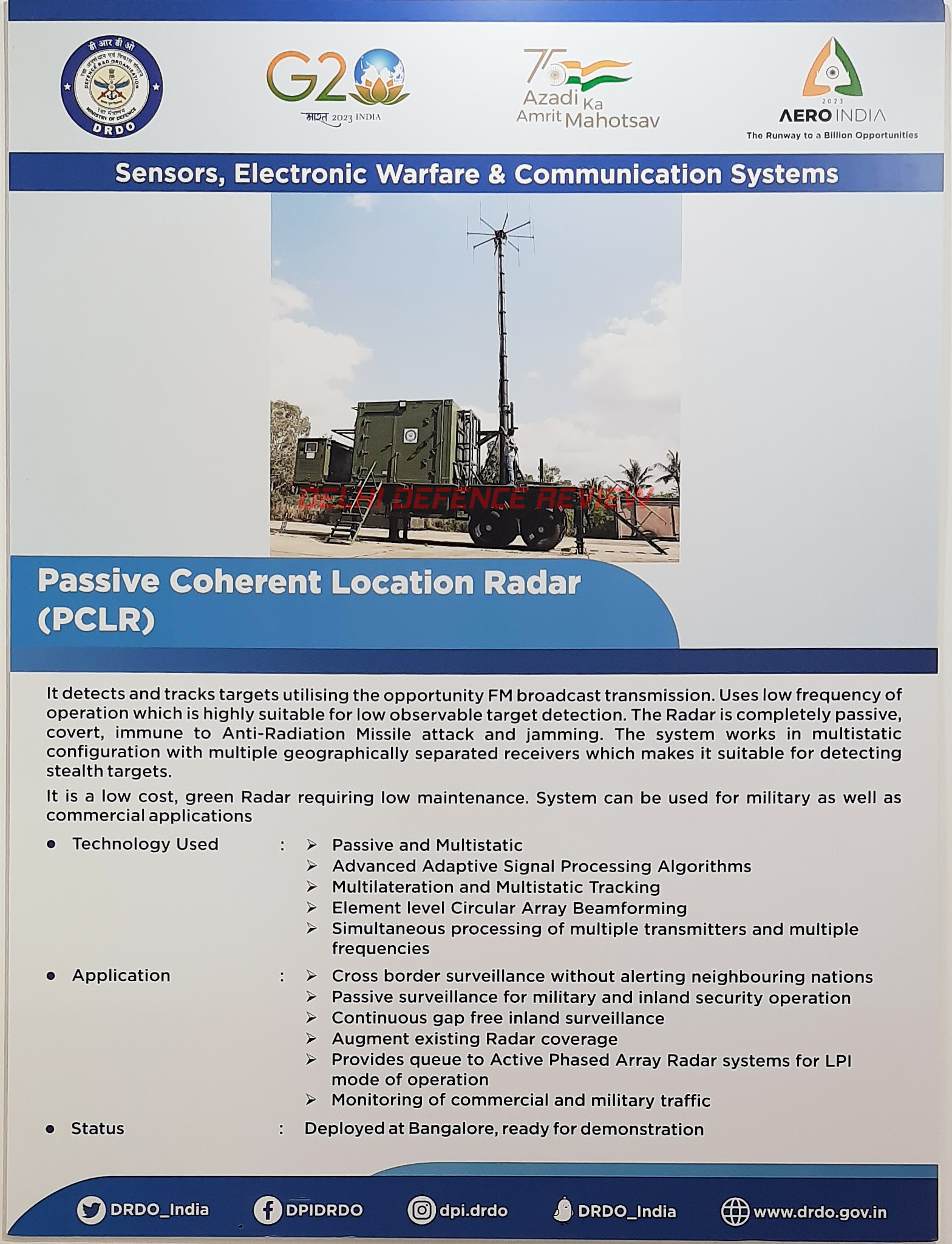 Delhi Defence Review on Twitter: "Passive Coherent Location Radar system model developed by LRDE ...