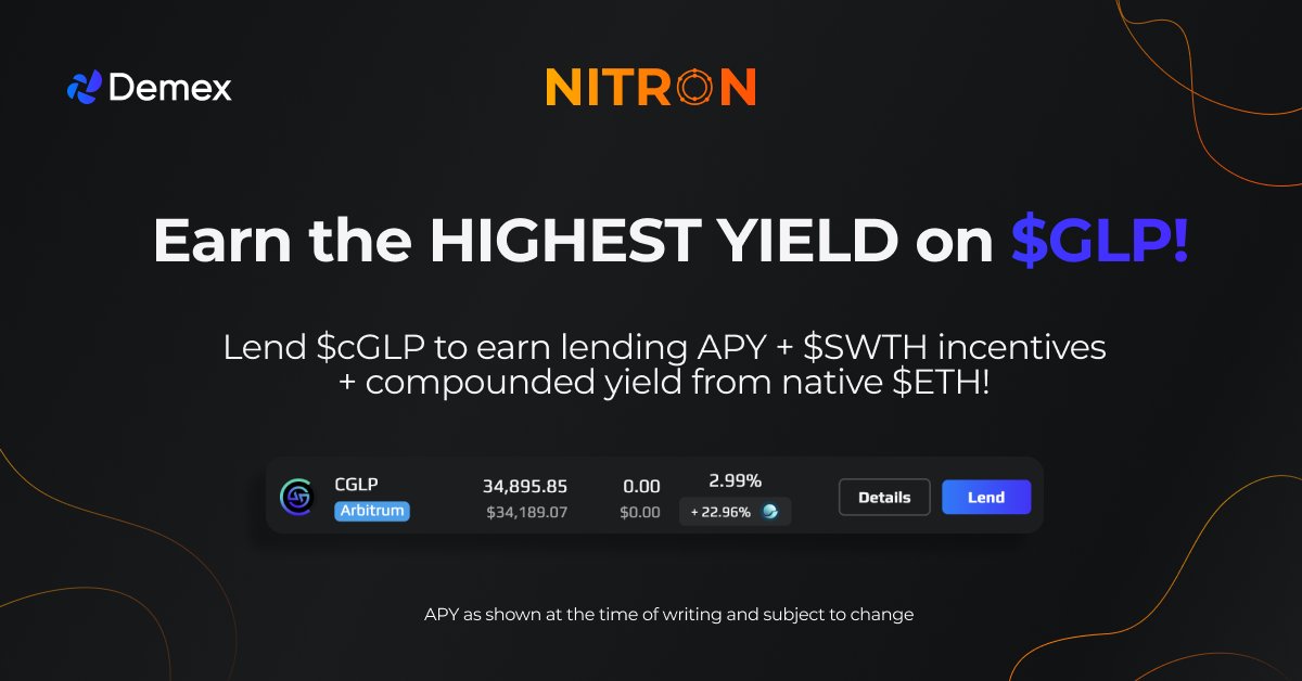 Demex | (💙,🧡) on Twitter: "📣 @GMX_IO @Arbitrum community and $GLP holders! Earn the HIGHEST ...