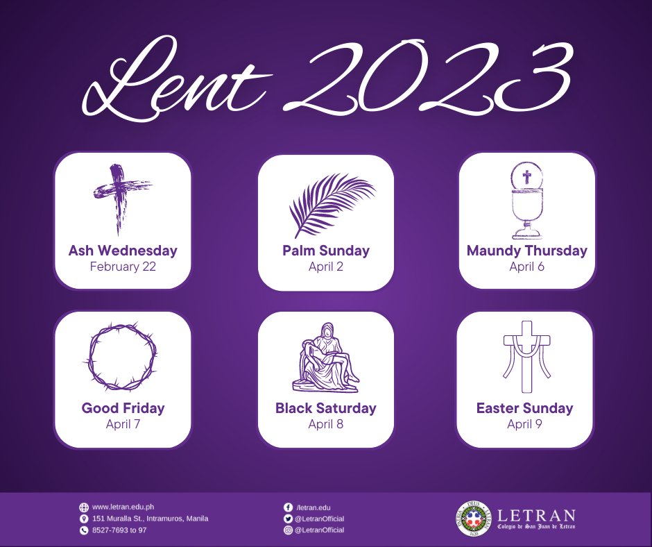 LETRAN MANILA on Twitter: "Lent 2023 As we commemorate the start of the Lenten Season for 2023 ...