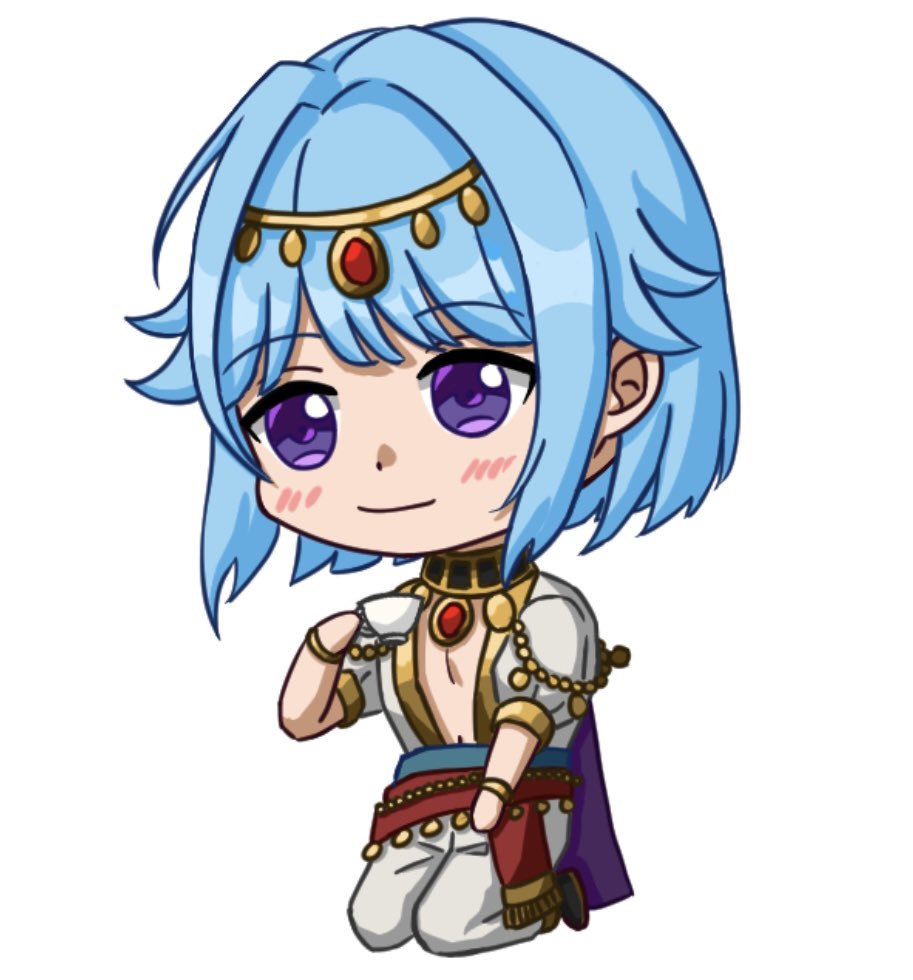 1boy male focus chibi yellow eyes arabian clothes grey hair jewelry ...