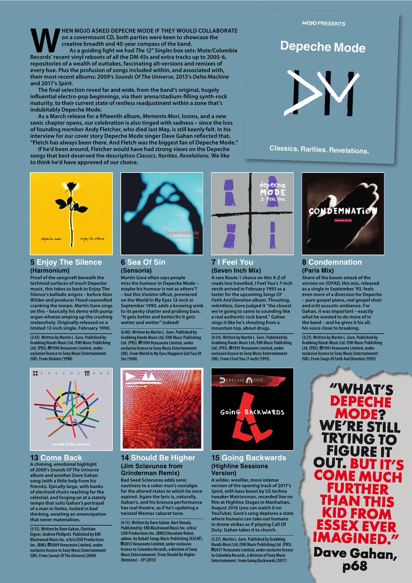 Depeche Mode on Twitter: "Depeche Mode in MOJO Magazine April 2023 + CD https://depmode.com ...