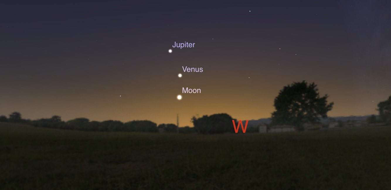 Mark Tarello on Twitter: "PASS IT ON: Planets Jupiter and Venus along with a thin crescent Moon ...