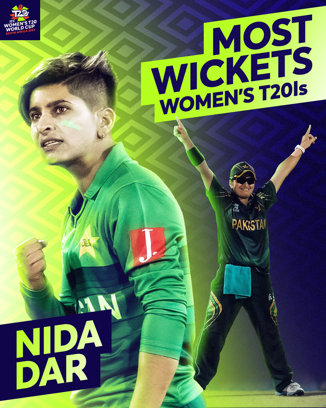 ICC on Twitter: "A magnificent achievement 🌟 Pakistan’s Nida Dar is now the leading wicket-taker ...