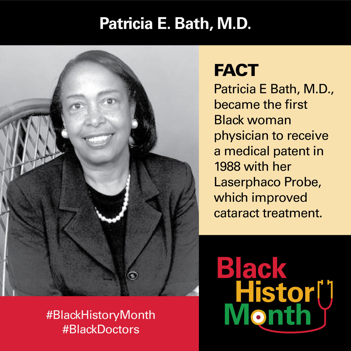 BlackHistoryMonth Fact: Patricia Bath, M.D., became the first Black ...