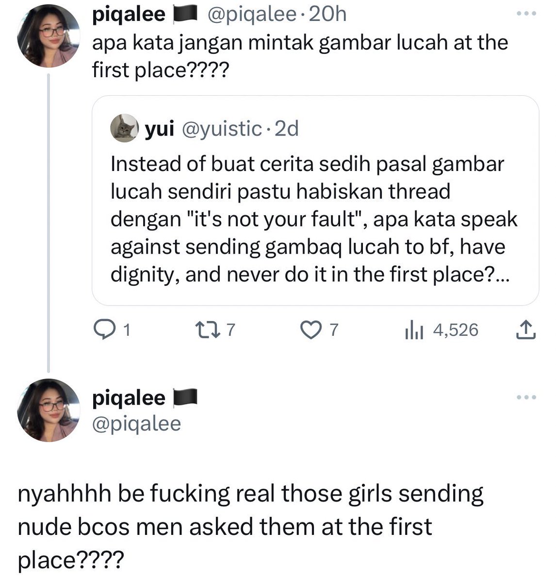 - on Twitter: "Men in replies hypocrite as fuck.. yeye je yang komen tu takpernah mintak nudes ...