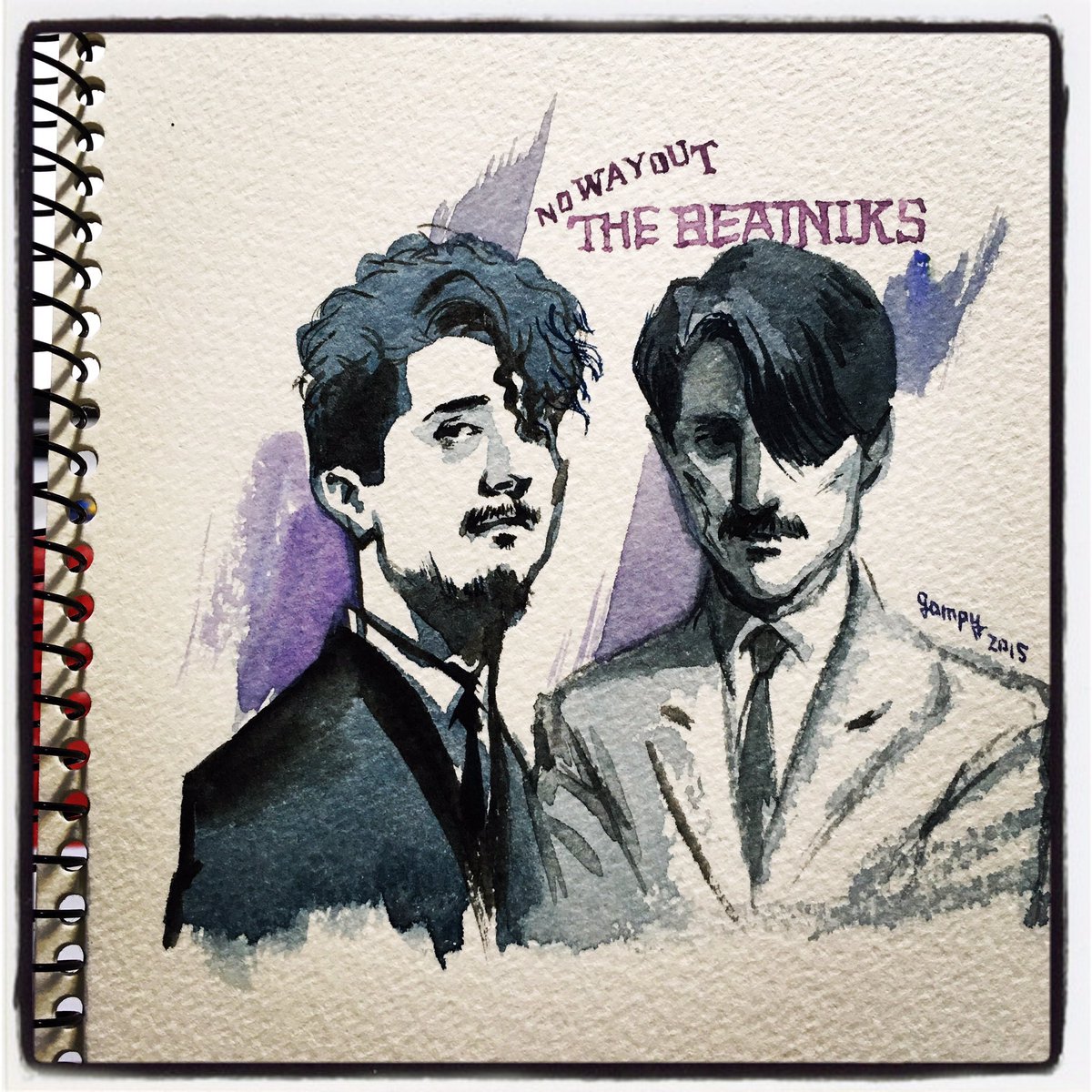 「いま宿で描いた絵。今夜のサーフジャズなギター。 白井良明さん「50周〝年度"だから」と洒落めかしておっしゃってますが、」ganpukuの漫画