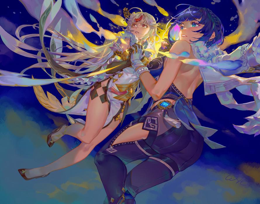 Ant on Twitter: "Art Feature: Ningguang & Yelan, by gsr蕤! Digital highres image (Free): https ...