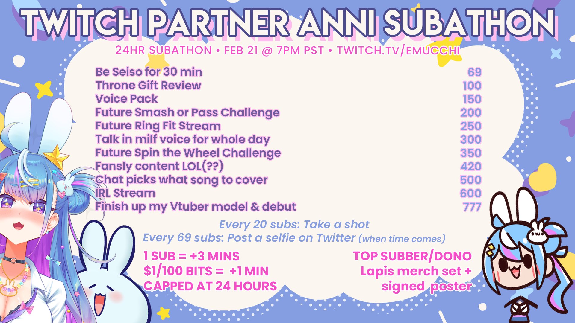 🔴LIVE// emu on Twitter: "🎉EMU TWITCH PARTNER ANNI SUBATHON🎉 Imagine being me and posting a ...