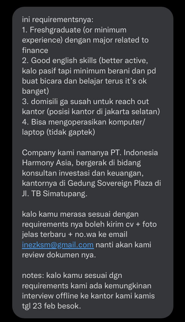 BACA RULES (s.id/worksfess) on Twitter: "Work! Info loker finance staff daerah jakarta selatan ...