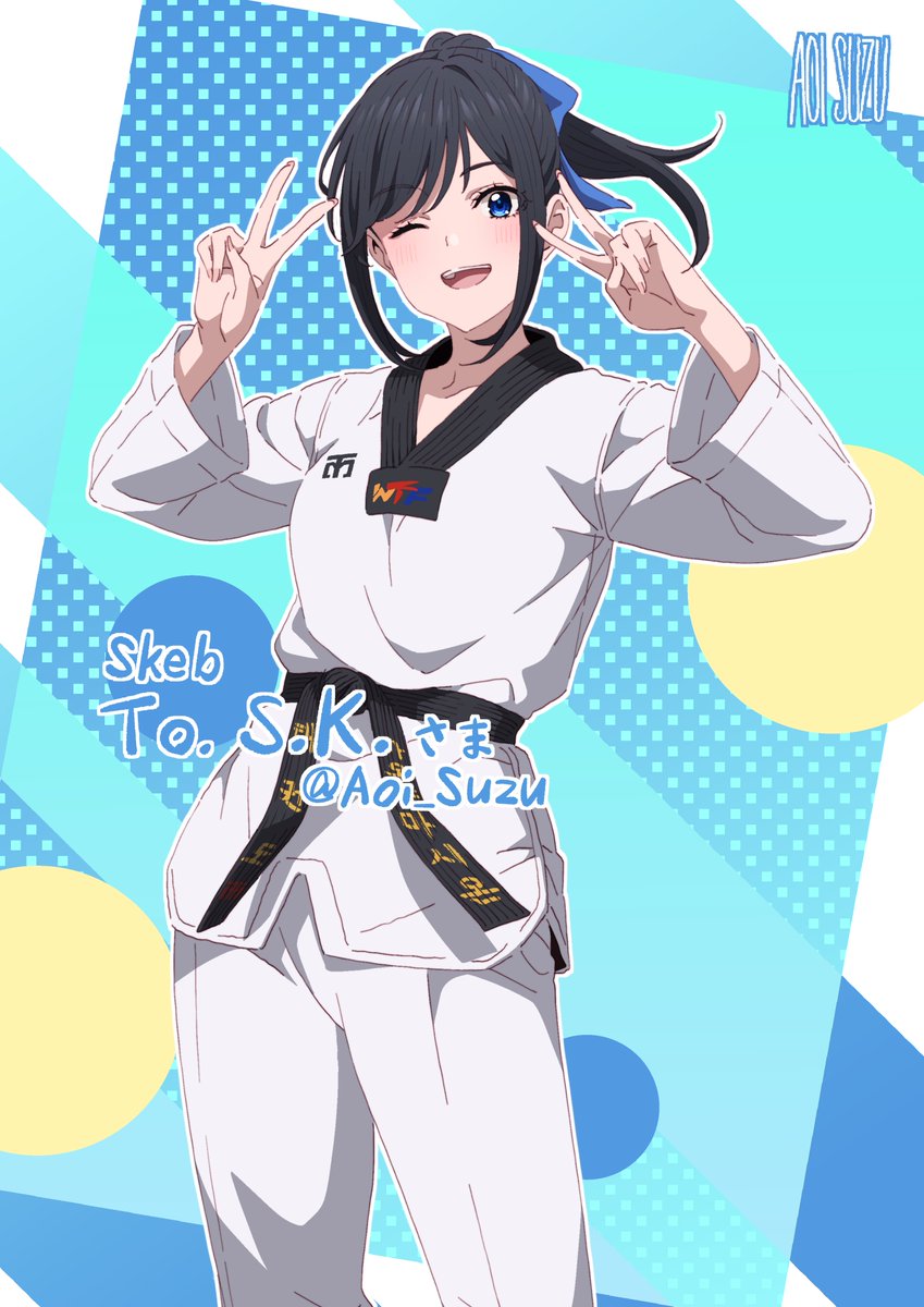 S.K. on Twitter: "Double Victory with a wink! Thank you to @Aoi_Suzu_ for the skeb commission ...