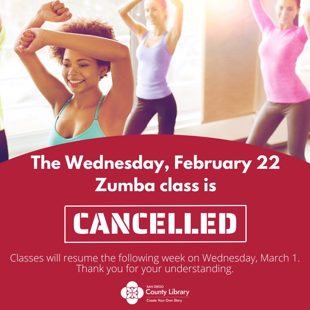 Zumba Class Cancelled Sign