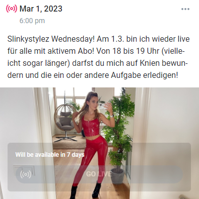 Goddess Lady Anja 👑 on Twitter: "Live auf Onlyfans: Nächsten Mittwoch von 18 bis 19 Uhr ...