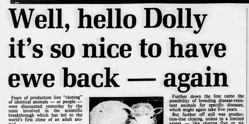 Dolly The Sheep Cloned 1997