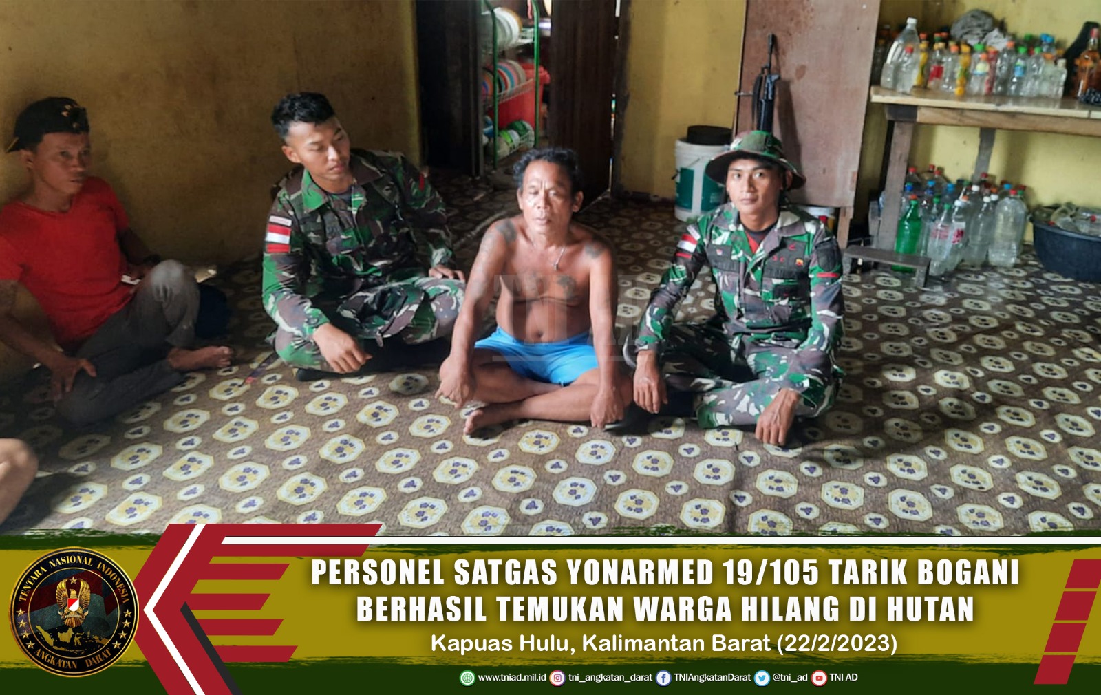 TNI AD on Twitter: "Personel Satgas Pamtas Yonarmed 19/105 Trk Bogani Berhasil Temukan Warga ...
