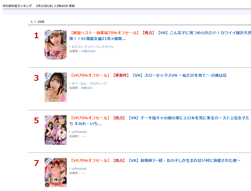 倉本すみれのサブ on Twitter: "RT @MOODYZ_info: \3月1日(水) 10:00 まで／ VR70％オフセール/本日開催 売れ筋 5位(02/22) 【VR】チー牛陰 ...