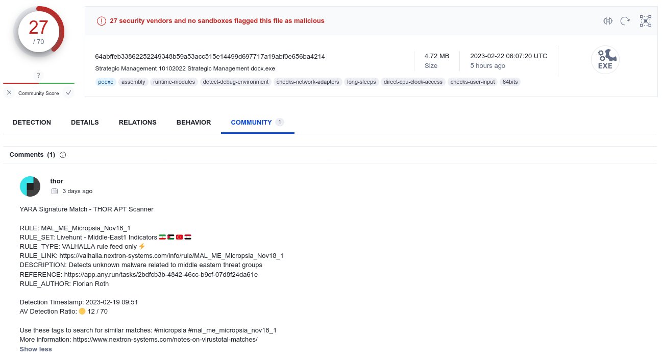 MalwareHunterTeam on Twitter: "@h2jazi @ShadowChasing1 One of the samples got this @thor_scanner ...