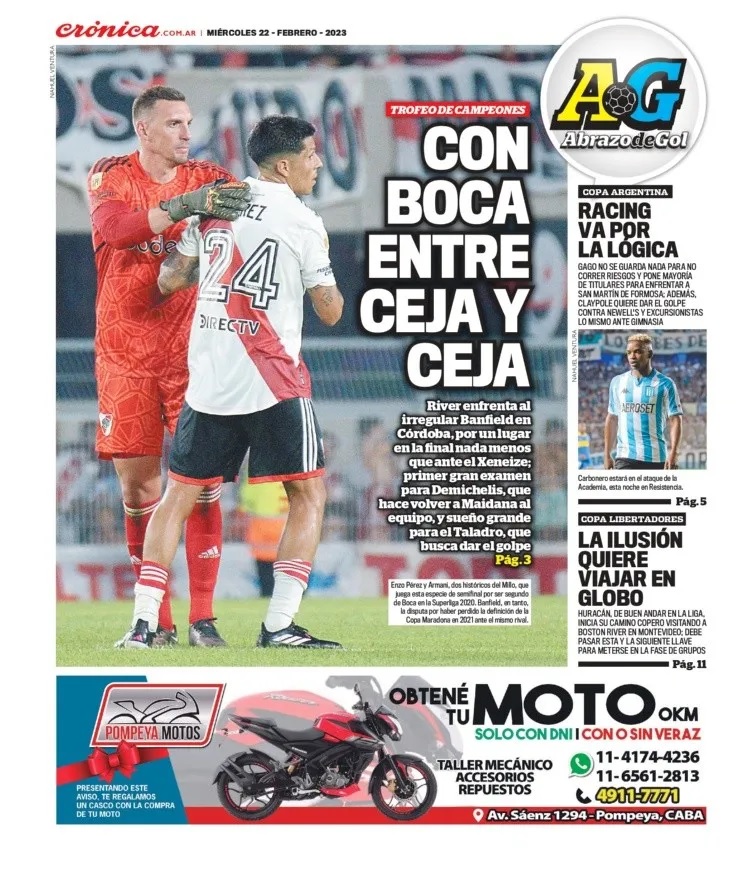 La Tapa De Abrazodegol De Diariocrónica Cronica Tiene A River Que
