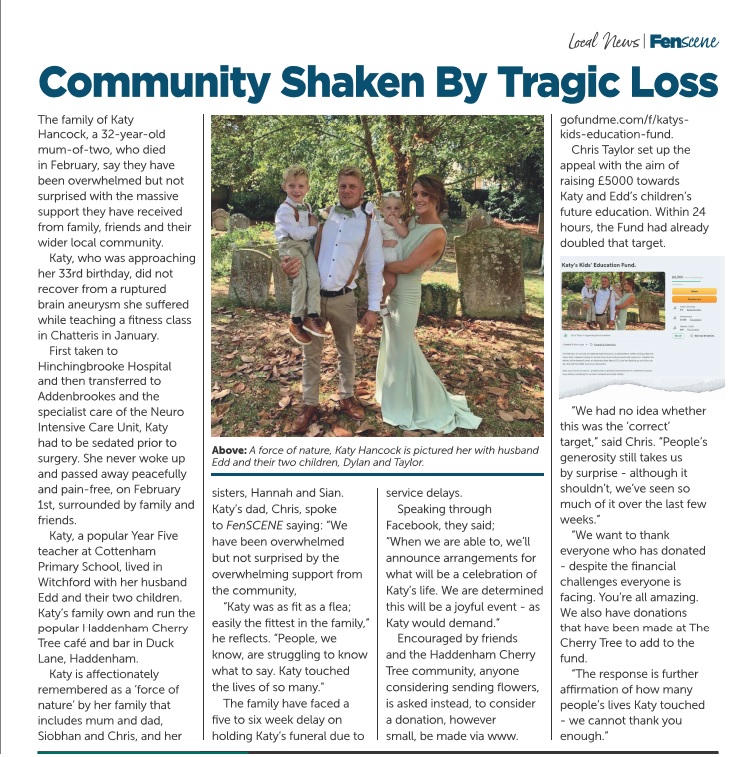 Fen Scene Magazine on Twitter: "Community Shaken By Tragic Loss The family of Katy Hancock, a 32 ...