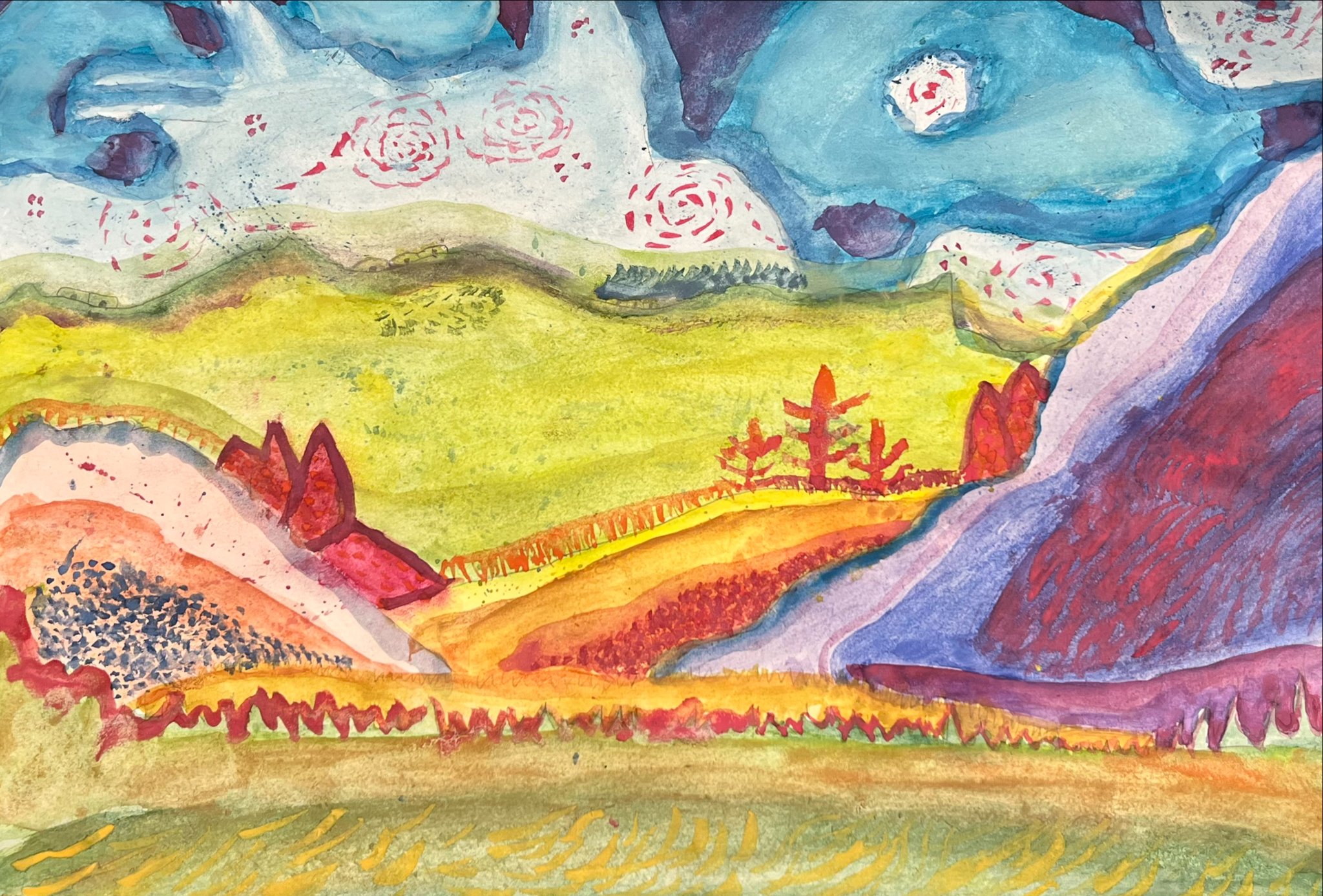 AshManorSchool on Twitter: "Y7 have been painting abstract landscapes ...