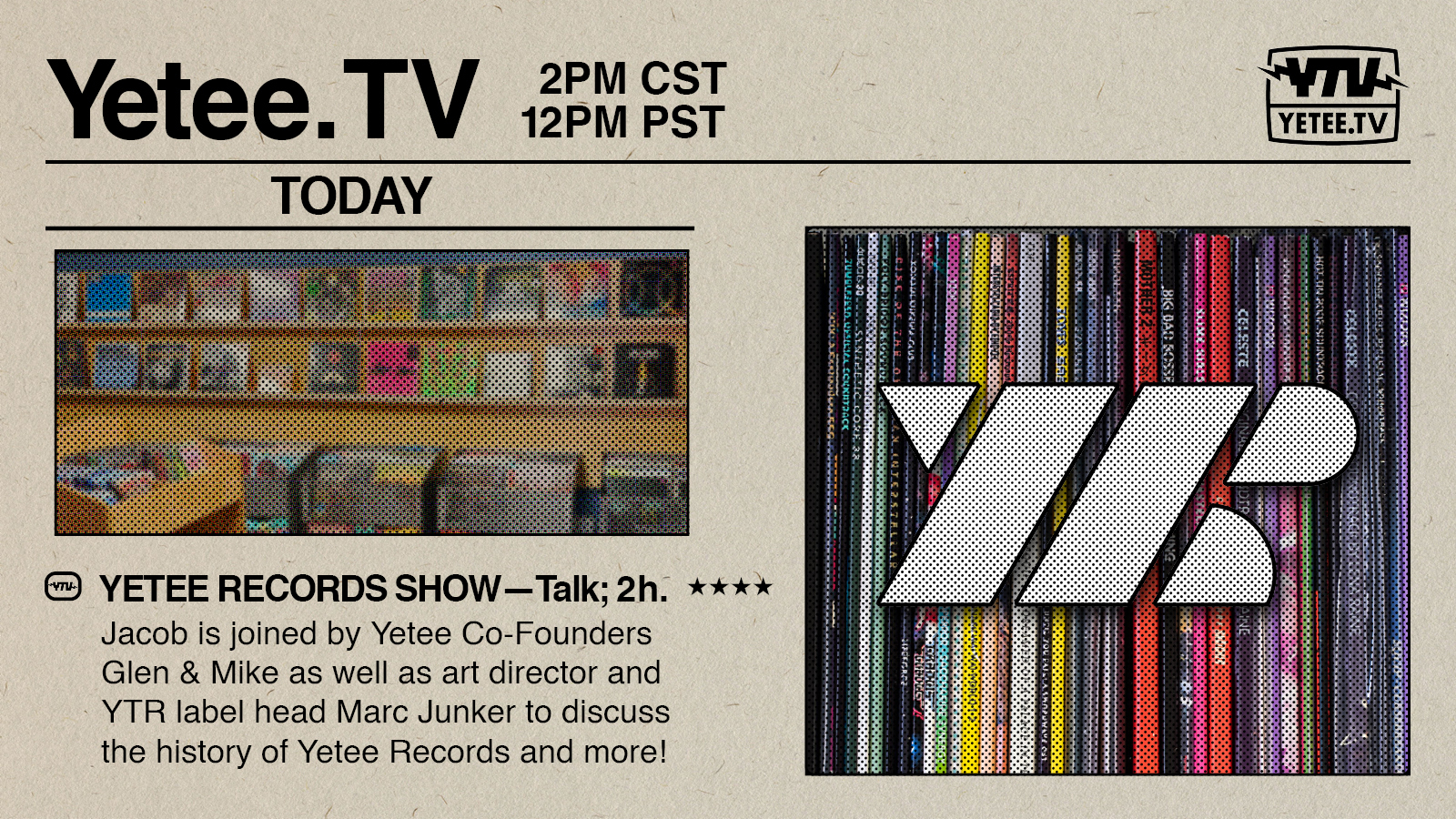 The Yetee 🌈 on Twitter: "TODAY 📺 It's the debut of a new stream with the Yetee Records Show ...