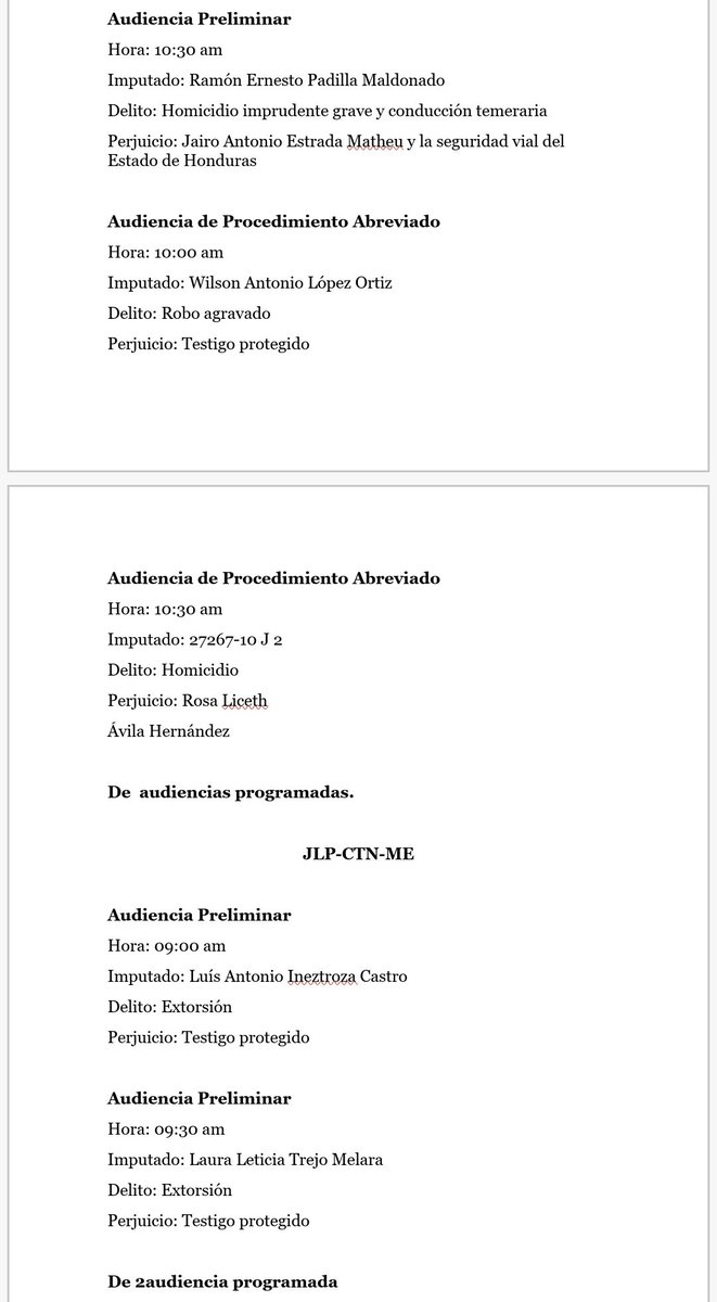 Poder Judicial Hn On Twitter Audiencias Para Hoy En El