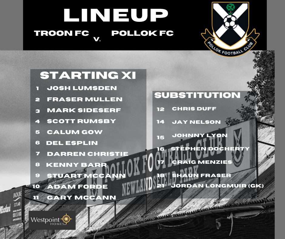 Pollok FC on Twitter: "Pollok Team to play Troon"