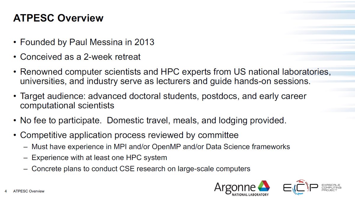 OGAWA, Tadashi on Twitter: "=> Argonne Training Program on Extreme-Scale Computing (ATPESC) 2023 ...
