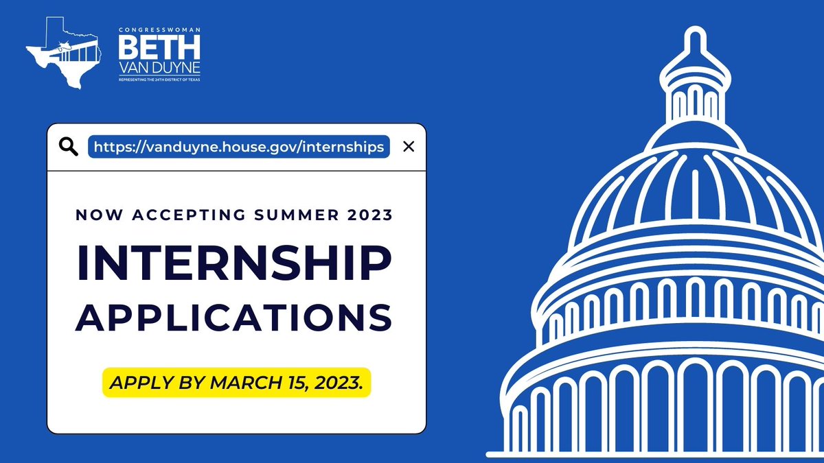Congresswoman Beth Van Duyne on Twitter: "As a reminder, the deadline to apply for my DC ...
