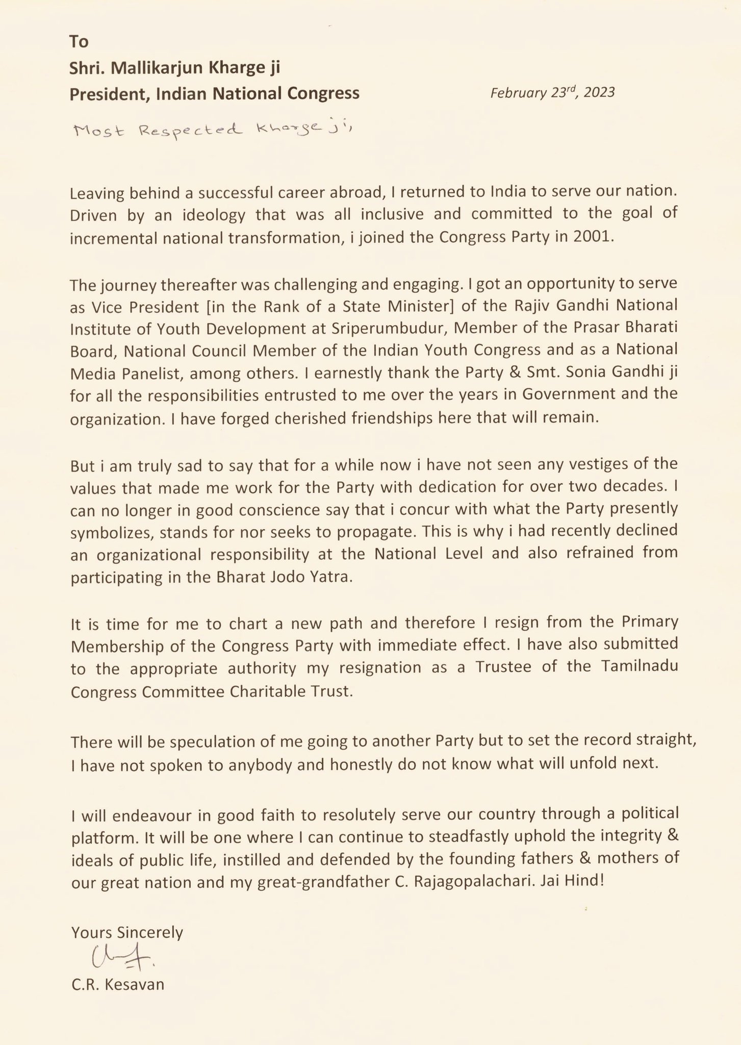 Letter Of Resignation From A Committee Letter: Morris' Resignation