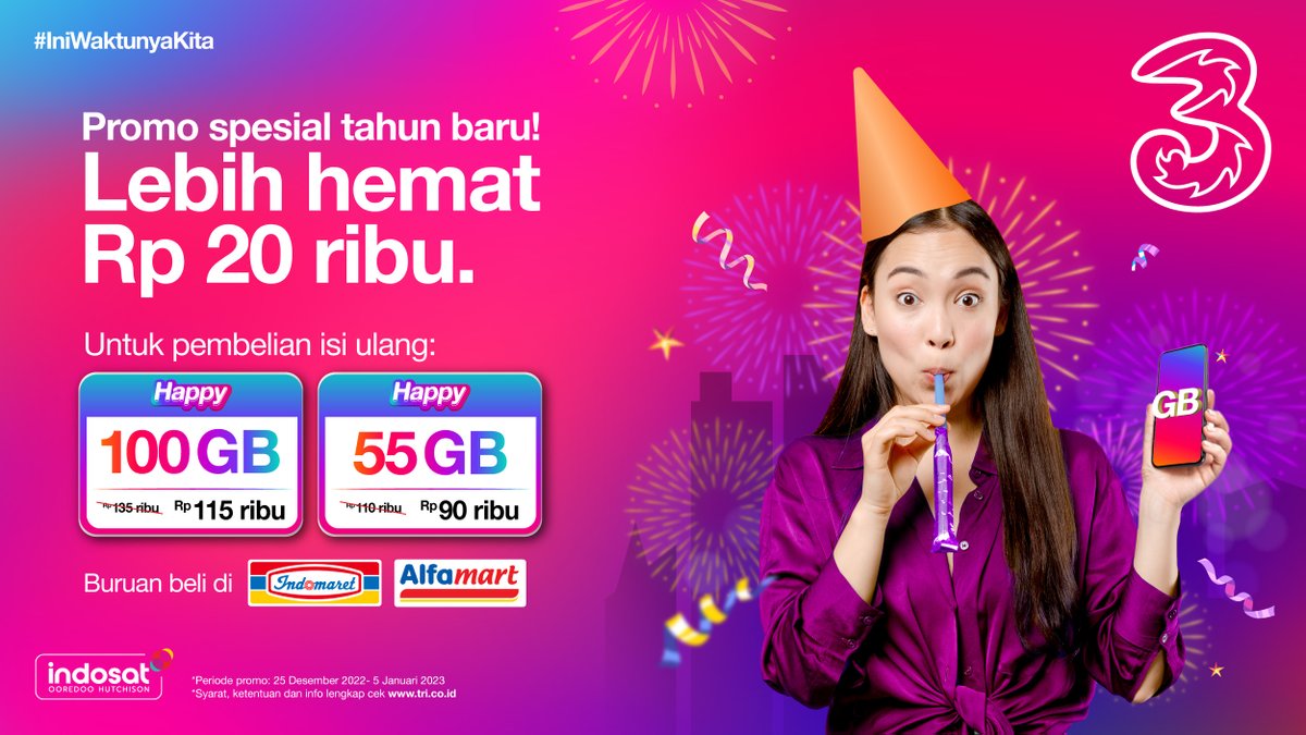 3 Indonesia on Twitter: "Beli di kuota di minimarket terdekat jadi makin #Happy. Langsung isi ...