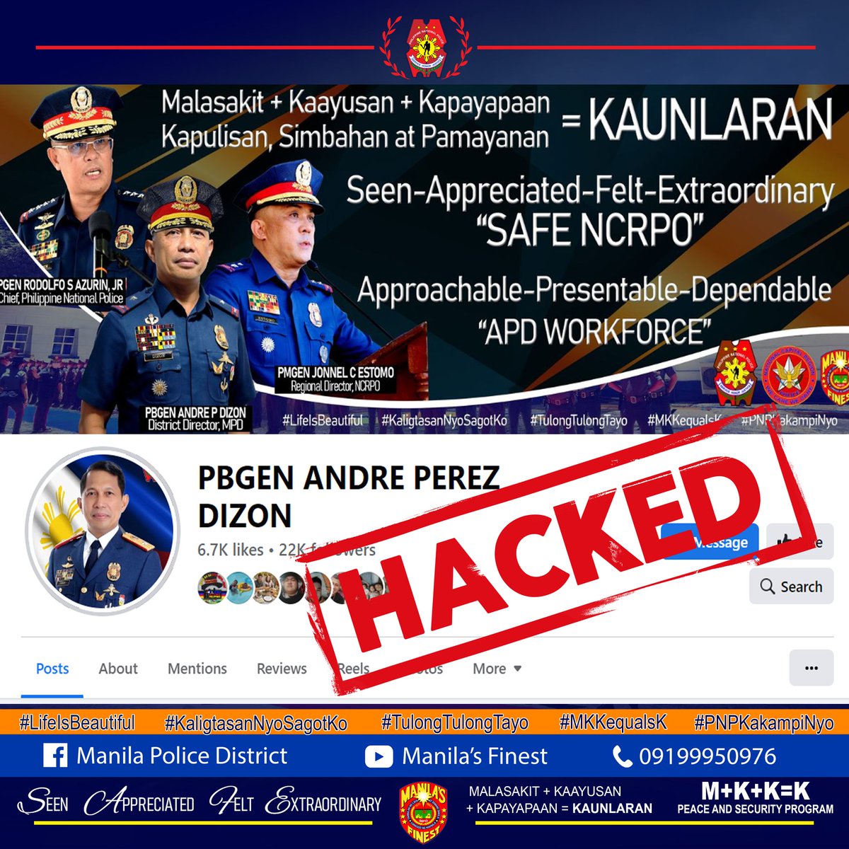 ABS-CBN News on Twitter: "TINGNAN: Na-hack ang official Facebook page ni Manila District ...